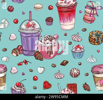 Strawberry and heart cookie seamless pattern Stock Vector Image & Art ...