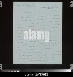Letter to Andries Bonger, Pierre-Georges Martin, 1934 letter Neuilly ...