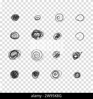 Collection of Round. Vector grunge round shapes. Doodle circles for ...
