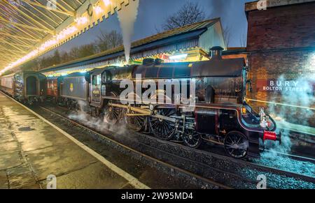 Black Five steam locomotive 45562 named as Sierra Leone at Parkside ...