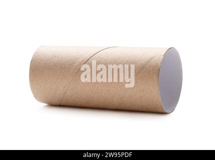 Single tissue paper roll core is isolated on white background with ...