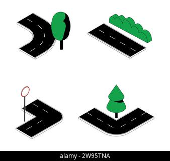 Intersection and Roadway Traffic Signs: Crossroads, T-Intersections, Y ...