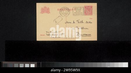 Postcard to Anna Dorothea Dirks, Chap Van Deventer, 1920 Amsterdam ...