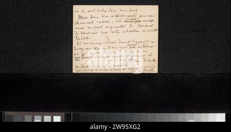 Letter to Philip Zilcken, 1889 letter Paris cardboard. ink writing ...