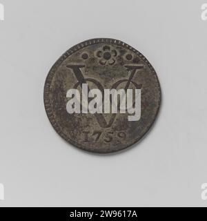 Silver exit of a ½ penny from the VOC from Holland, 1763, United ...
