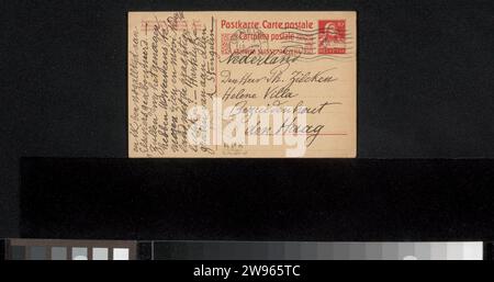 Postcard to Philip Zilcken, Alphonse Stengelin, 1919 Satigny cardboard ...