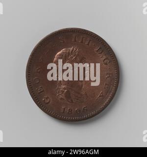 Penny from England of George III, 1806 ,, 1806 coin Copper mint. Front ...