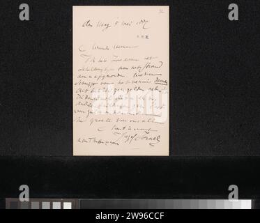 Letter to Frans Buffa and Sons, Joseph Israëls, 1876 letter paper. ink ...