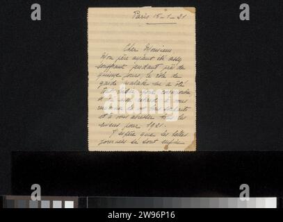 Letter to Philip Zilcken, Mariette Richard, 1920 letter Paris paper ...