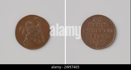 United Belgian States, 1790 coin Front: Lion with drawn sword and ...