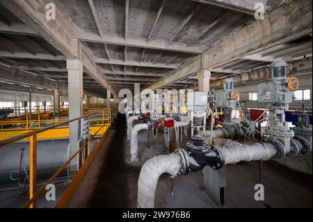 Piping of autoclaves with pipes valves and automatic drives Stock Photo ...