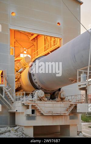 Part of giant rotating furnace for limestone roasting Stock Photo - Alamy