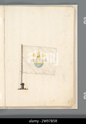 Papal flag, Anonymous, 1667 - 1670 drawing Flag of the pope with a ...