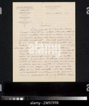 Letter to Philip Zilcken, Marcel Roux, 1908 letter Marseille paper. ink ...
