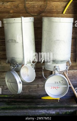 Antique farm milk containers Stock Photo - Alamy