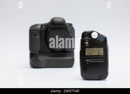 light meter and camera device on a white background Stock Photo - Alamy