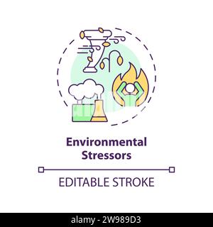 Thin line colorful environmental stress theory icon concept Stock ...