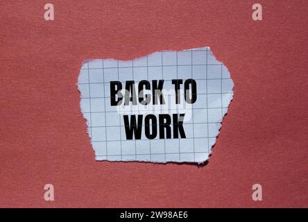 Back to work lettering on ripped paper. Business concept photo Stock ...