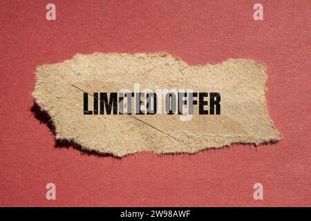 Limited offer lettering on ripped paper. Business concept Stock Photo ...