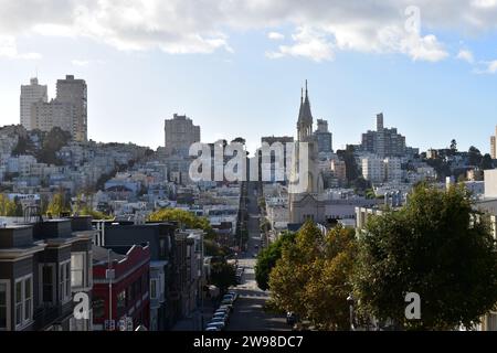 A view of the scenic neighbourhood around Filbert Street near Coit ...