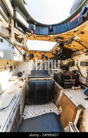 Interior of a decommissioned F432 armoured personal carrier. Looking ...