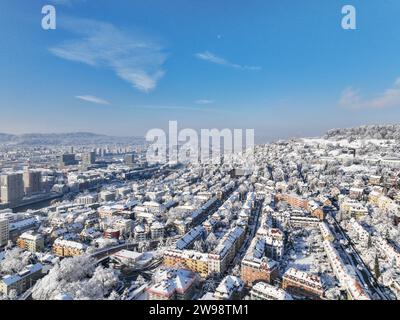 The city of Zurich after heavy snowfall in early December 2023 ...