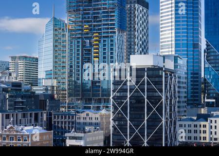 Scenic panoramic views of Auckland skyline and financial downtown city ...