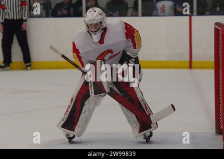 Dumfries, 14 December 2023. Chen Shifeng playing in goal for China ...
