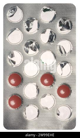 Round brown tablets in blister pack, top view Stock Photo - Alamy