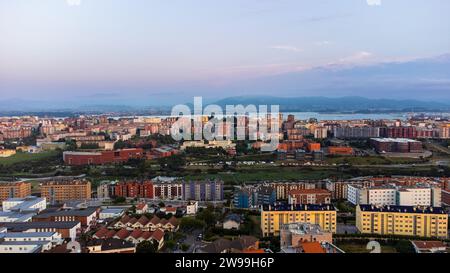 Aerial view of Santander city, its streets, roads, houses, and ...