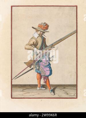 Soldier who gives the wick on the rooster of his musket the right place ...