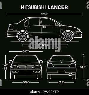 2003 Mitsubishi Lancer car blueprint Stock Vector Image & Art - Alamy