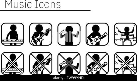 Icons for playing musical instruments and playing prohibited ...