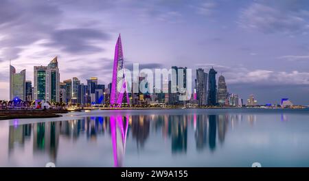 Beautiful Burj Al Mana west bay Doha Skyline sunset sunrise Stock Photo ...
