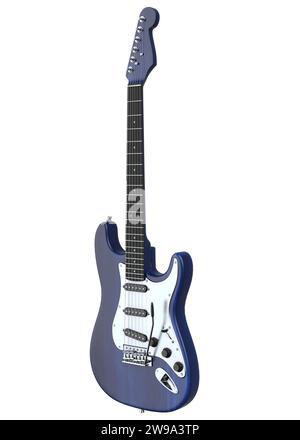 Modern electric guitar of blue color, 3D Illustration Stock Photo - Alamy