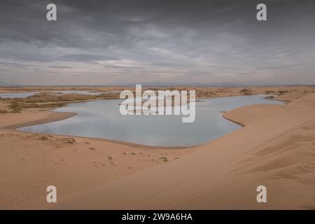 Gobi Desert of Inner Mongolia around Wuhai, China. Desert with the lake ...