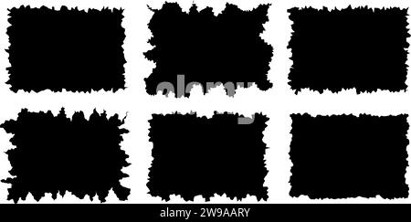 Jagged rectangle. Black simple shape. Rectangle paper template jagged ...