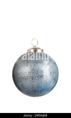 Flying Christmas balls on light blue background Stock Photo - Alamy