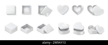Paper boxes with lid variations realistic vector illustration set ...