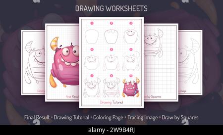 How to Draw a Monster. Step by Step Drawing Tutorial. Draw Guide ...