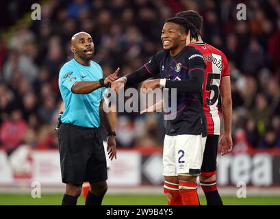 Referee Sam Allison (left) during the Premier League match at Bramall ...