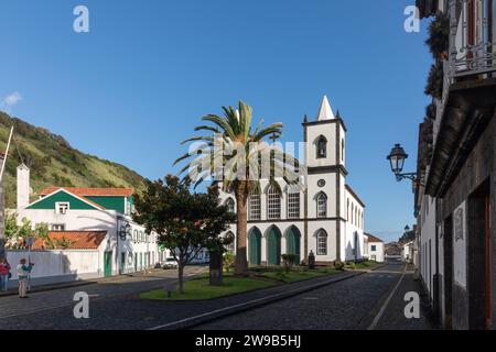 The church. Village Lajes do Pico on Pico Island, an island in the ...
