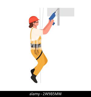 Industrial construction climber. Building renovation worker at height ...