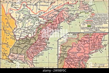 British North American colonies in 1776. Color lithograph Stock Photo ...