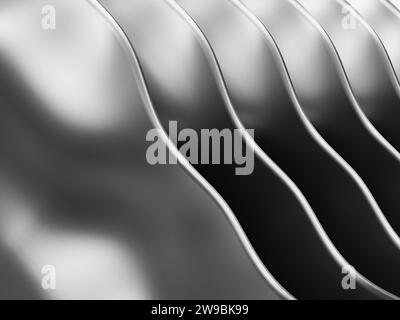 Glossy wavy metal shaped wall background. 3D Rendering Stock Photo - Alamy
