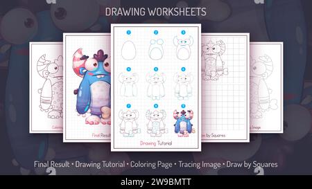 How to Draw a Monster. Step by Step Drawing Tutorial. Draw Guide ...