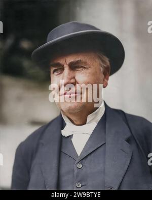Portrait of Thomas Edison wearing a hat. Date: 06/08/1914 Stock Photo ...