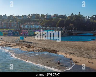 Aerial view of the Capitola beach town lighthouse in California Stock ...