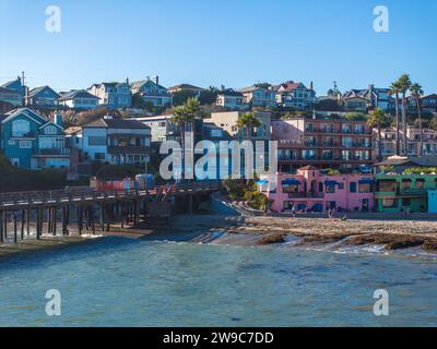 Aerial view of the Capitola beach town lighthouse in California Stock ...