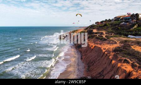 The clay cliff of Canoa Quebrada. Incredible Brazilian beach Stock ...